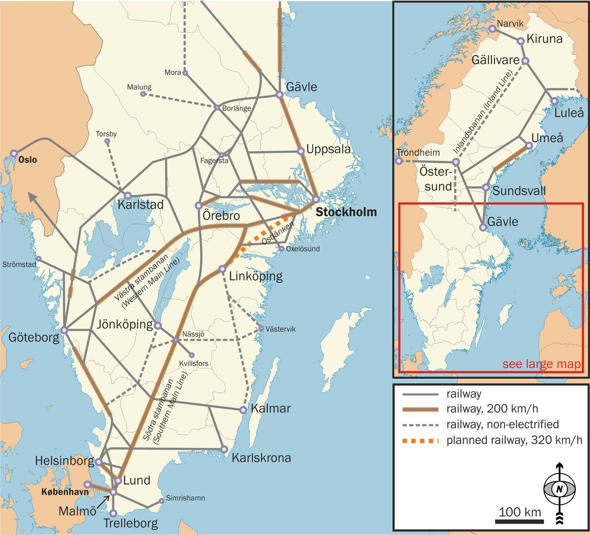 Scandinavia Map Europe Train